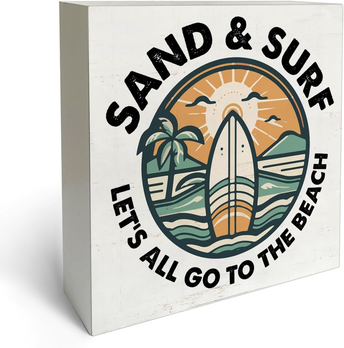 Amazon.com: Rustic Farmhouse Style Sand and Surf Box Sign Wood Desk ...