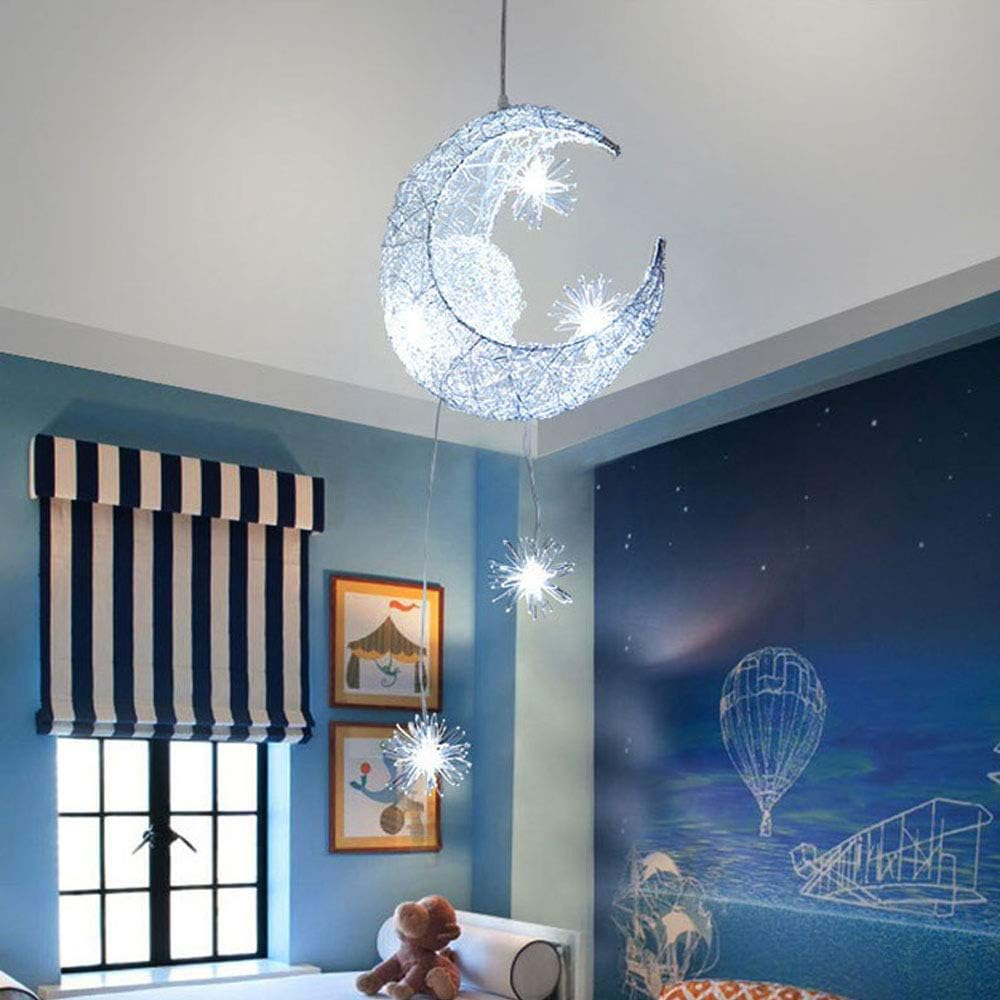 LED Ceiling Light, Beautiful Fairy Lamp Moon and Stars Pendant Light ...