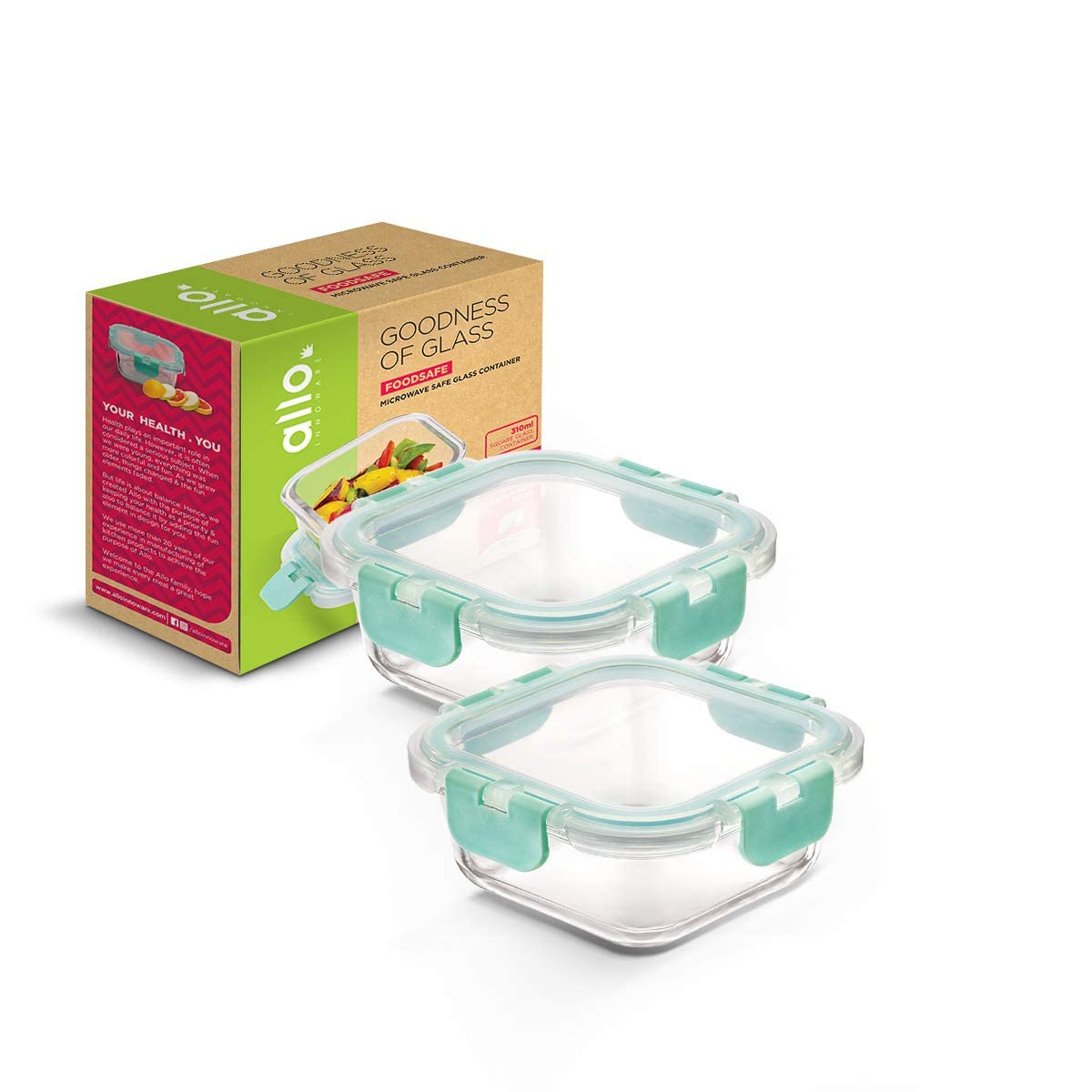 Buy Allo FoodSafe Glass Containers with Lids, Lunch Boxes for Office ...