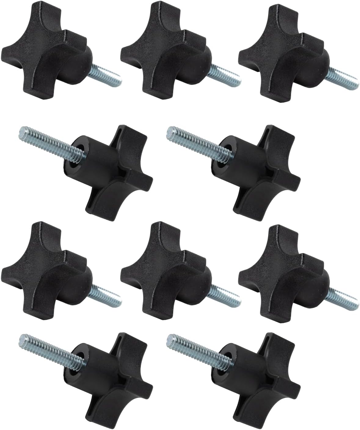 POWERTEC 10 Pack 1/4"-20 4 Point Knobs with 1" Threaded Stud, Thumb ...