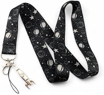 Amazon.com: Space Lanyard with Rocket Ship Charm planet star astrology ...