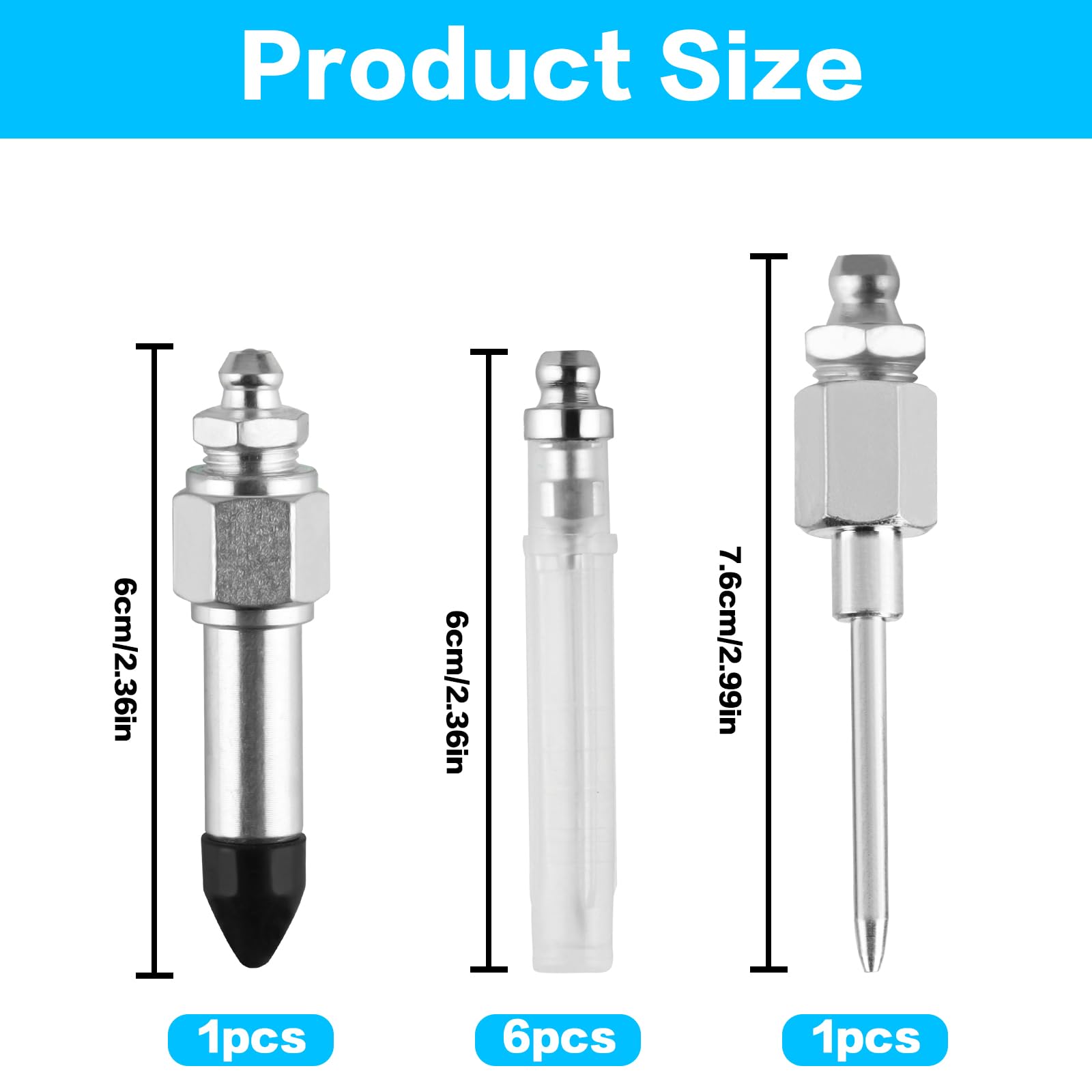Snapklik.com : 8pcs Grease Gun Needle Accessory Set: 6 Grease Injector ...