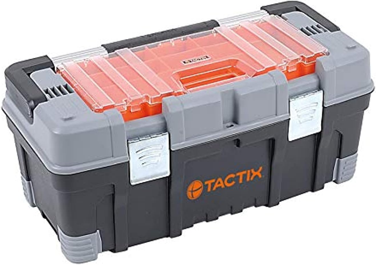 Tactix 320304 Plastic Box with Organizer, 22-Inch, Black/Orange ...