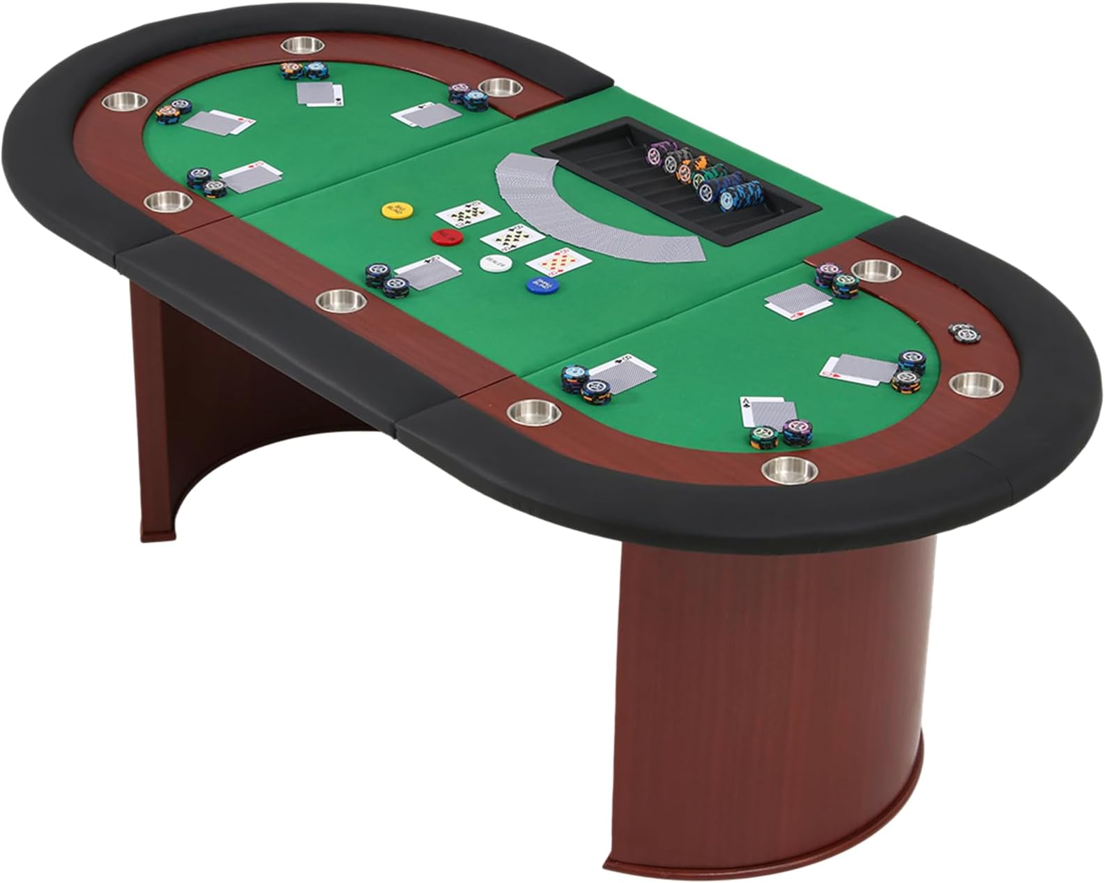 Amazon.com: ECOTOUGE 82" Poker Table, 9-Players Casino Style Card Table ...