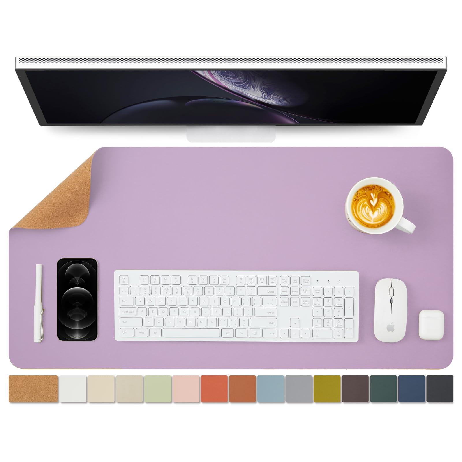 Amazon.com : Cork Purple Desk Mat - Dual-Sided Desk Pad for Office and ...