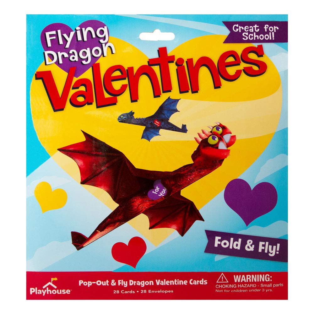 Buy Flying Dragons Valentine's Day Card Set for Kids, 28 Card Pack ...