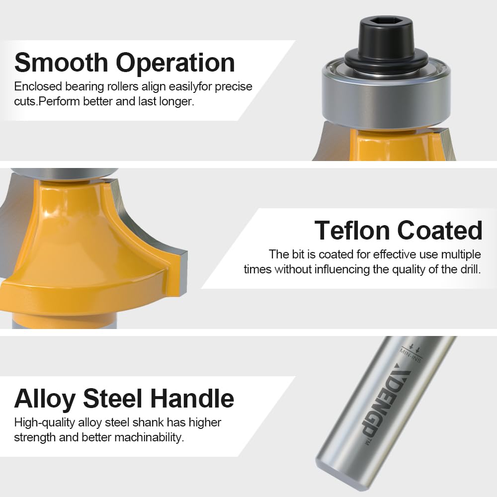 Snapklik.com : Roundover Router Bit 1/2 Shank, 5/16" Radius Round Over ...