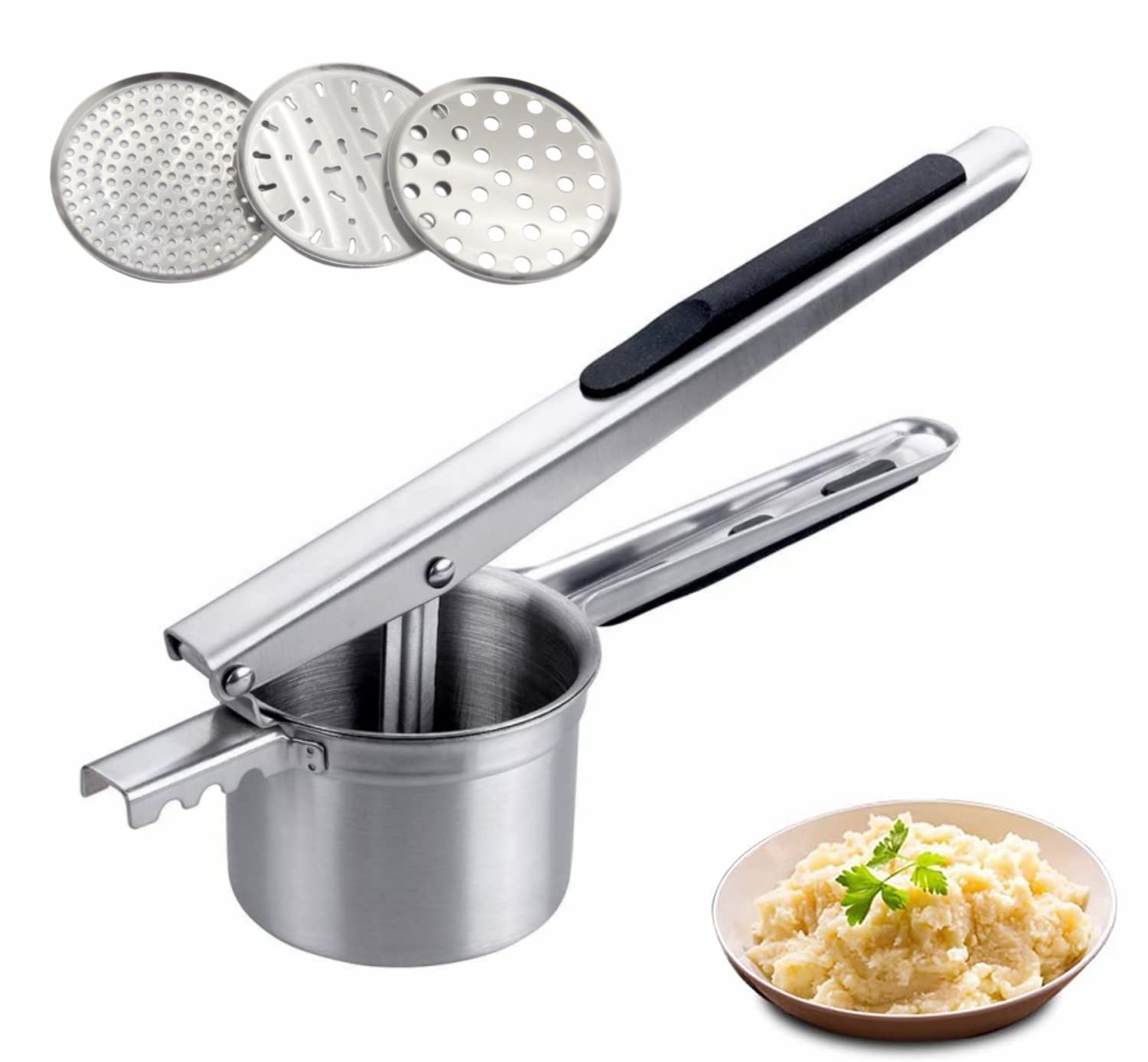 Serrated Potato Ricer Made of Stainless Steel, Handle with Non-Slip ...