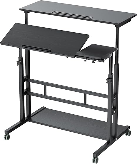 Amazon.com: AIZ Adjustable Computer Rolling Desk Cart on Wheels Home ...