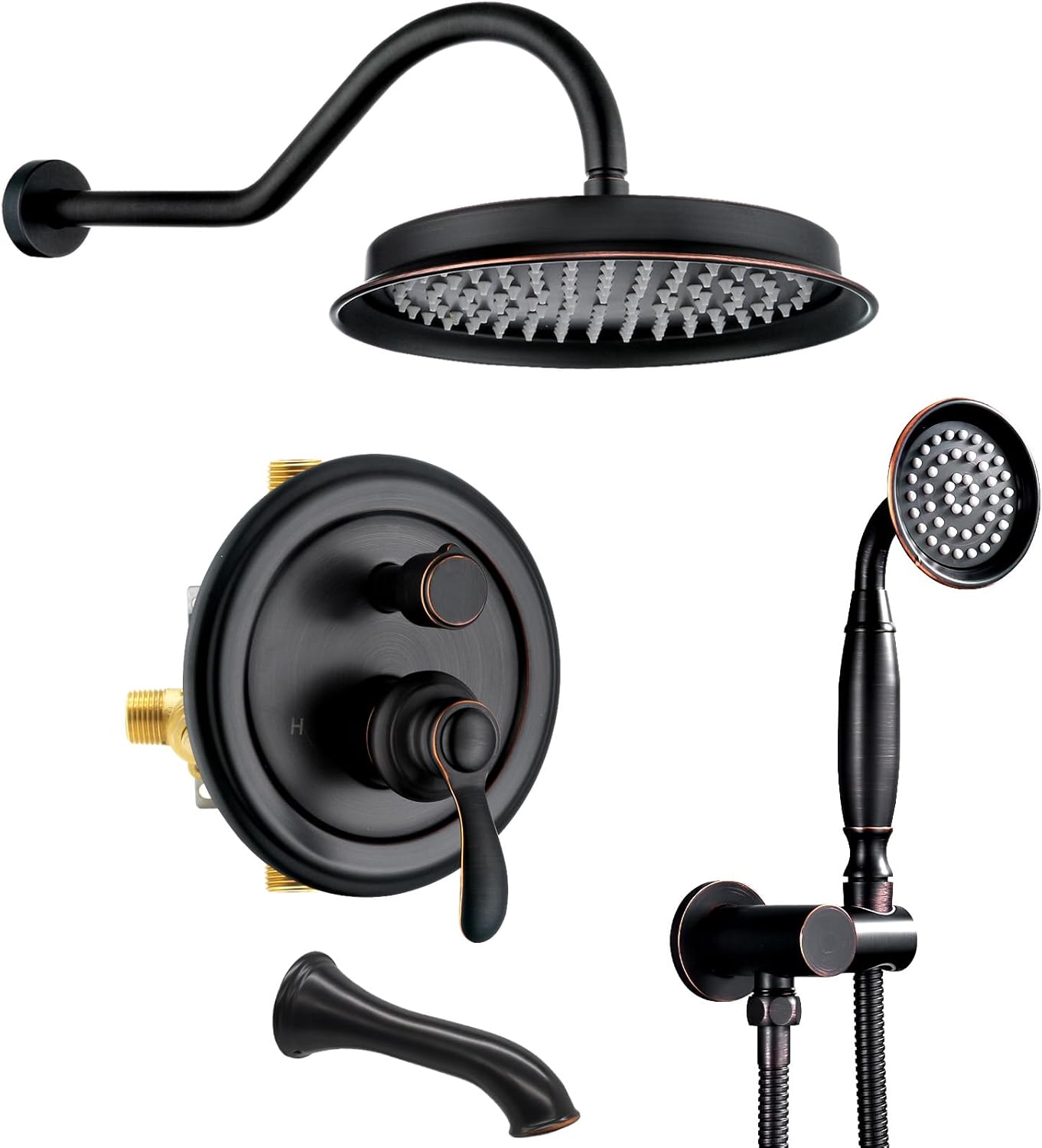 Homekicen Shower Faucet-Sets with Tub Spout: Antique Rain Shower System ...