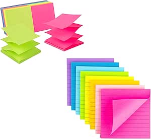 Amazon.com : Pop-up Sticky Notes and Lined Sticky Notes 4x4 : Office ...
