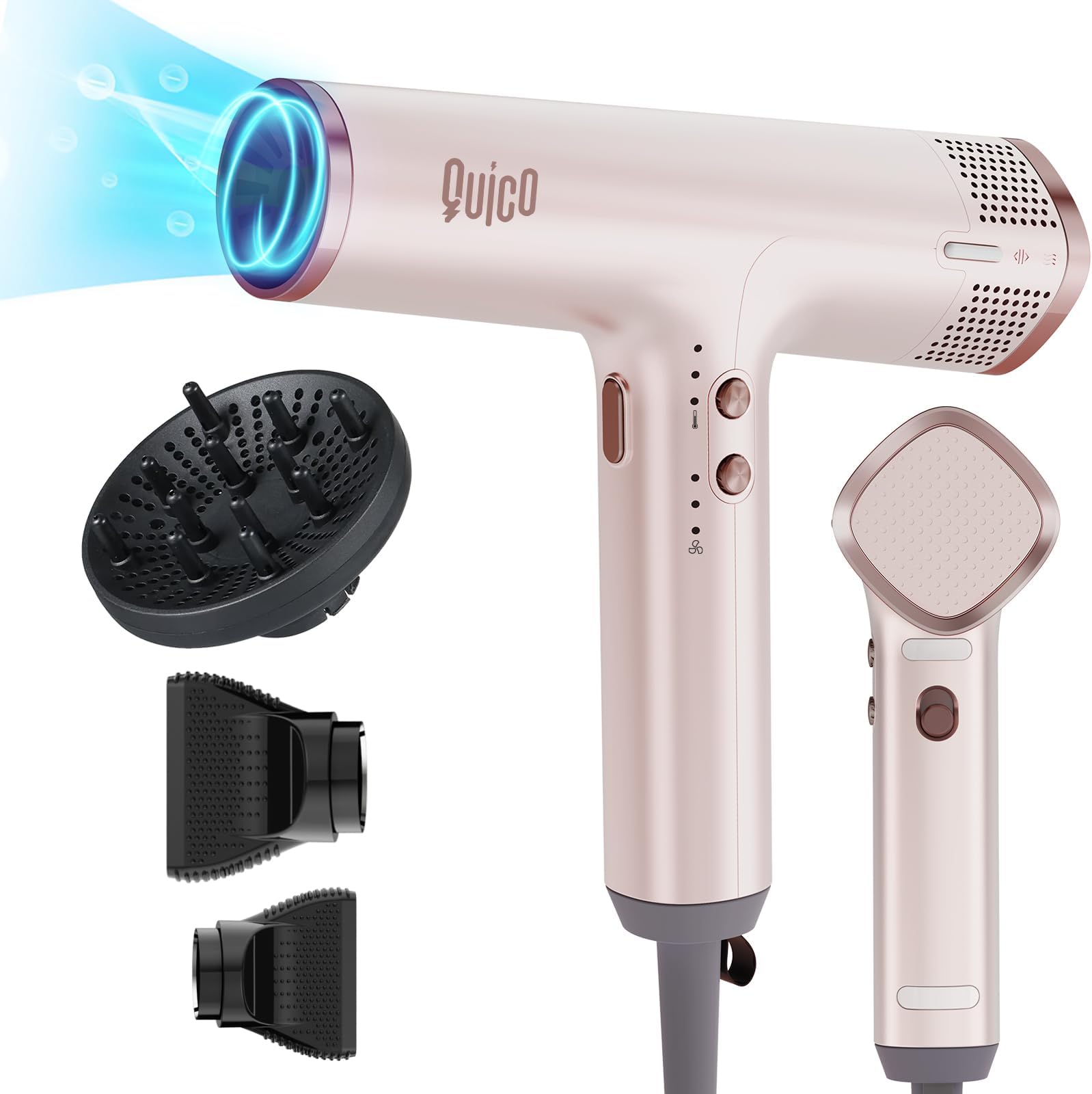 Amazon.com : Quico Hair Blow Dryer for Women, 7X Faster BLDC Motor ...