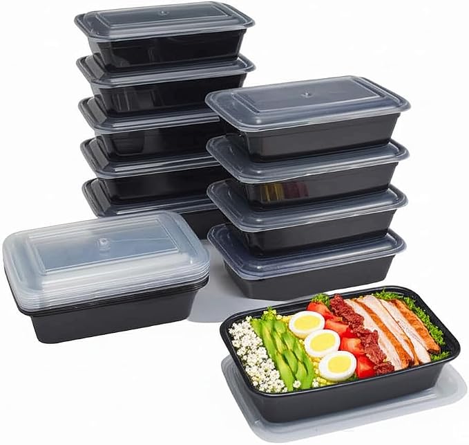 Amazon.com: Pomp 28 oz Single Compartment Meal Prep Containers + Lids ...
