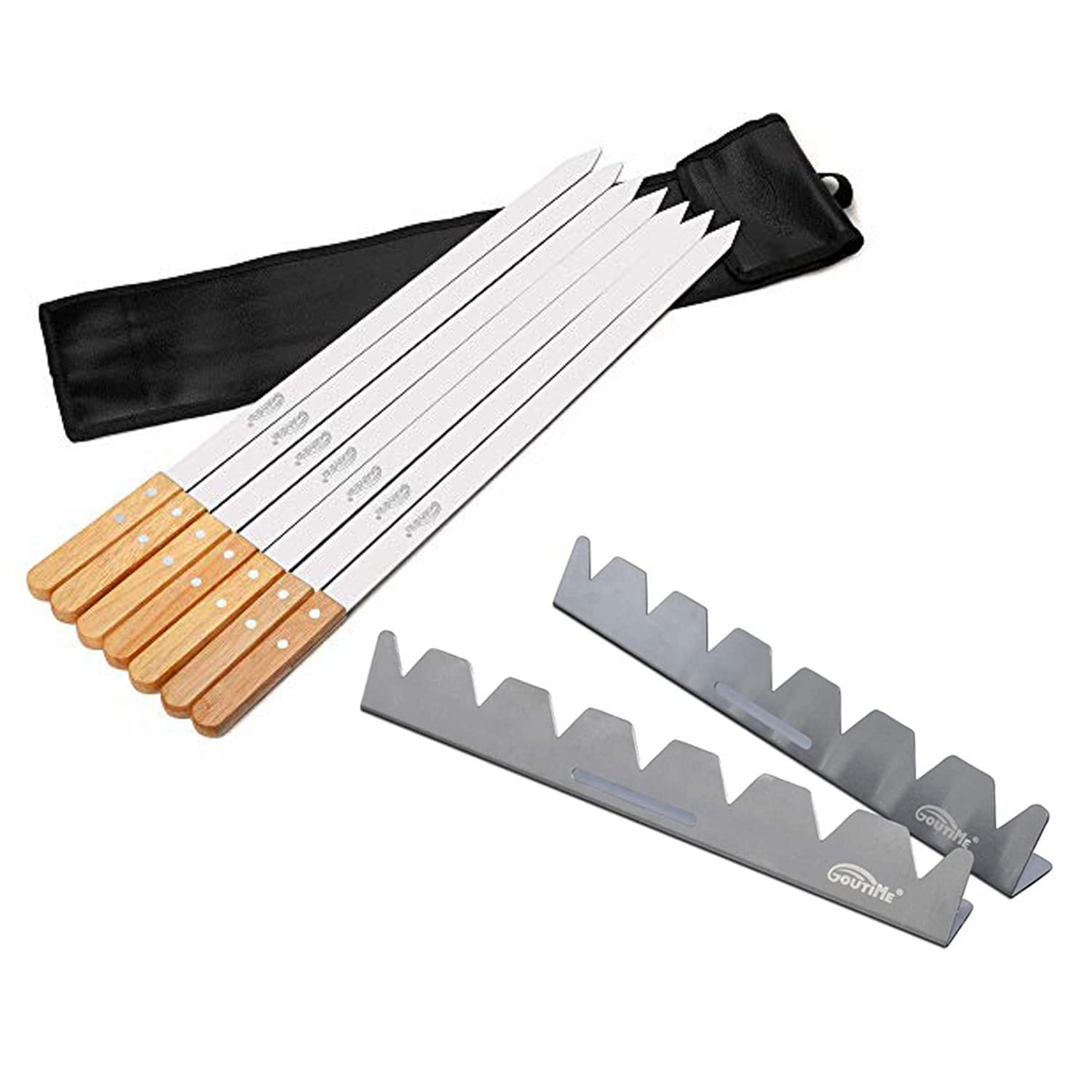 GOUTIME Skewers for Kabobs,Stainless Steel Shish Kabob Skewer Rack for ...