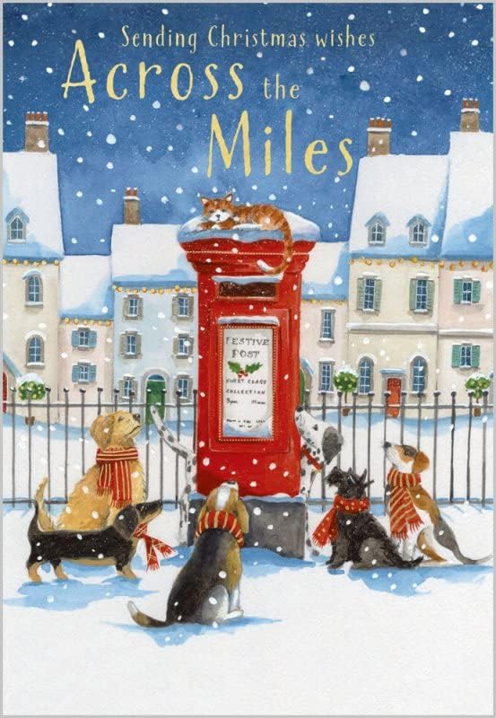 Abacus Cards Artistic Christmas Greeting Card - Across The Miles - Dogs ...