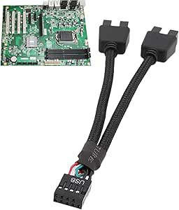 Motherboard USB Splitter, USB 2.0 Header Splitter with Robust Design, 9 Pin USB Internal Header ...