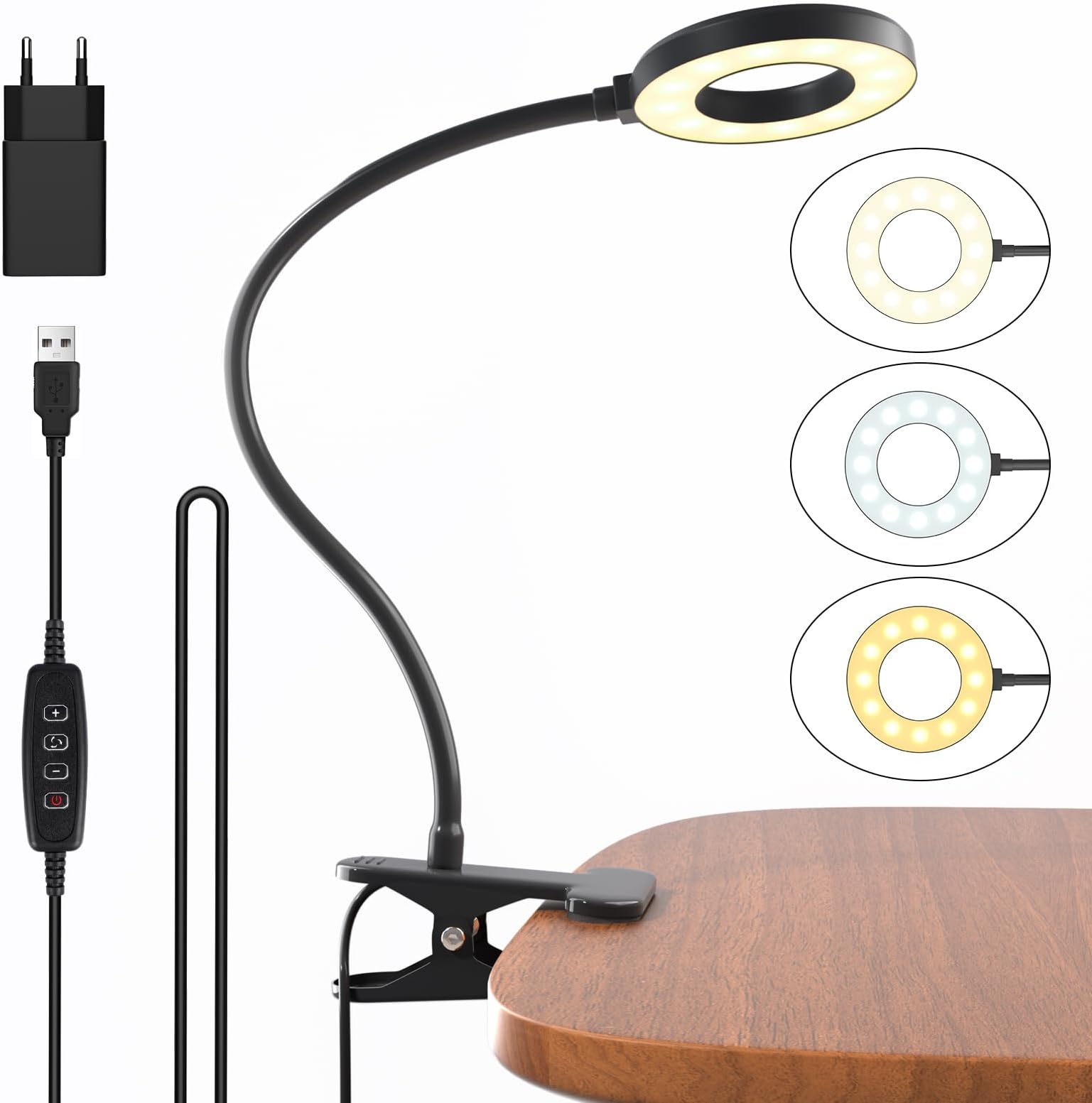 Semlos Leselampe Bett Klemme - 24 LED Buch Klemmleuchte, 3-Stufen ...