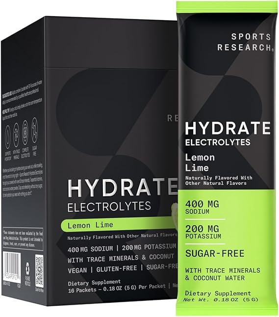 Amazon.com: Sports Research Hydrate Electrolytes Powder Packets - Sugar ...