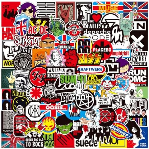 Rock Band Aufkleber, 100 Stück Rock Band Punk Sticker, Classic Rock ...