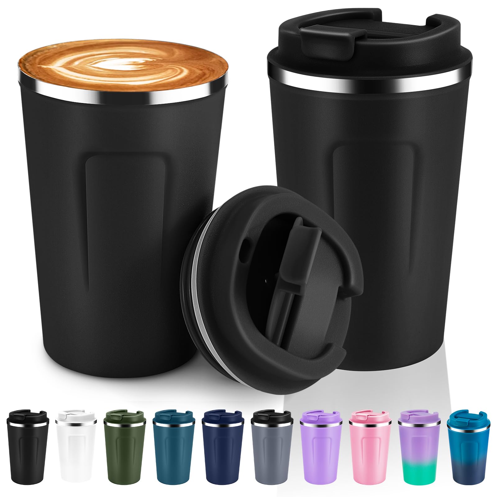 Amazon.com: Volhoply 12 oz Double Wall Insulated Vacuum Travel Coffee ...