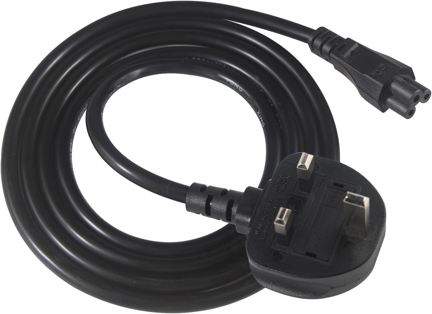 KC CABLE UK Laptop Power Cable 2M, BS 1363 to C5 Cloverleaf, 13A 250V ...