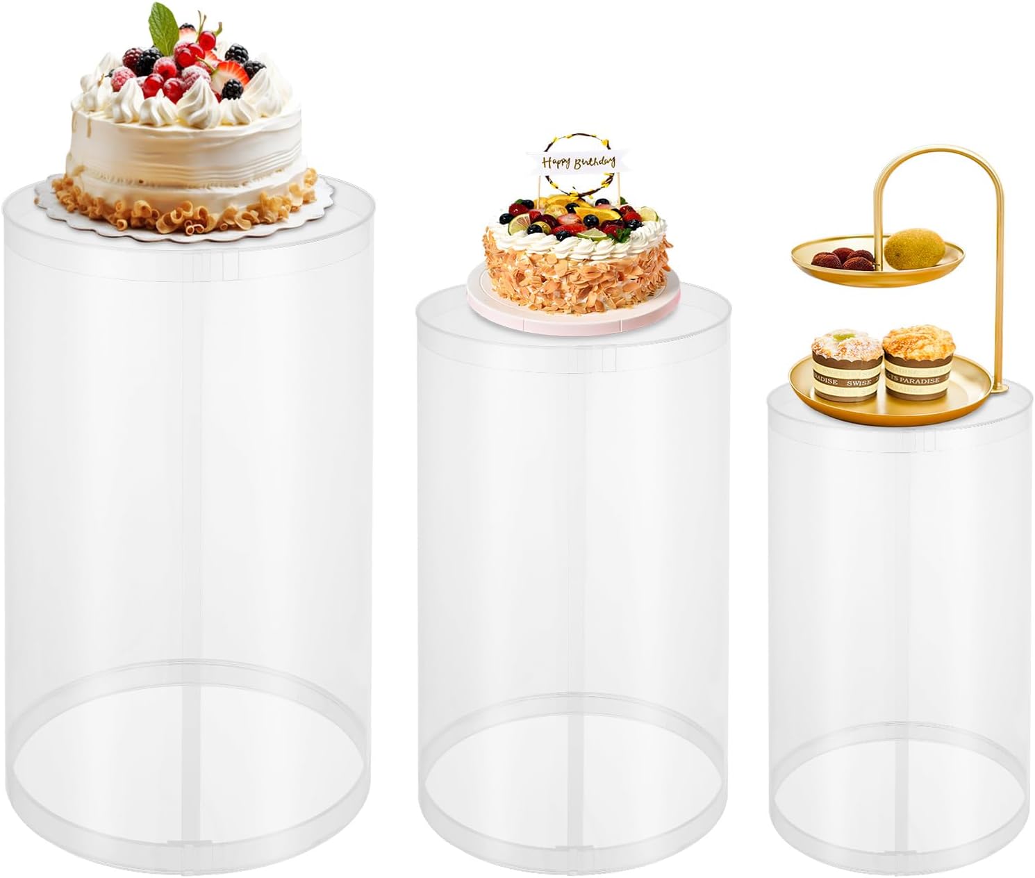 Amazon.com: LUOSHALIYA 3 Pcs Clear Cylinder Pedestal Stands for Party ...