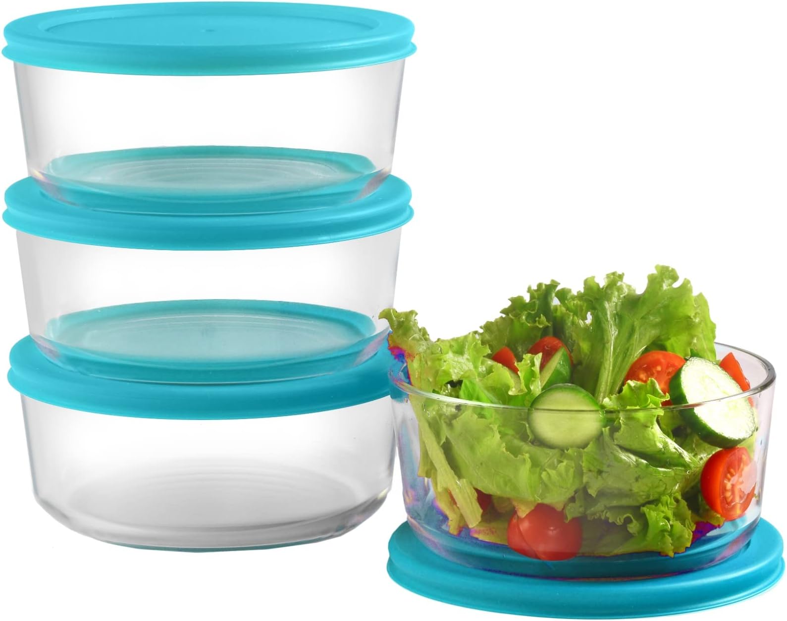 Amazon.com: Pyrex Storage 4 Cup Round Dish, Clear with Blue Lid ...