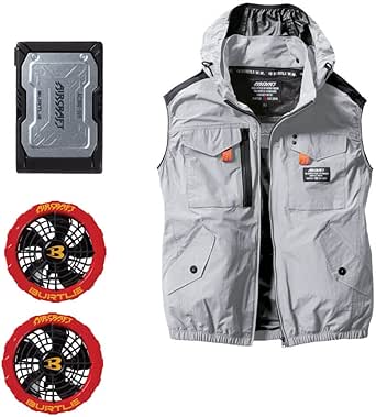 Amazon.co.jp: [バートル] エアークラフト ベスト 赤ファン 19Vバッテリーセット AC1154 AIRCRAFT XXL 60アッシュグレー+黒バッテリー : ファッション