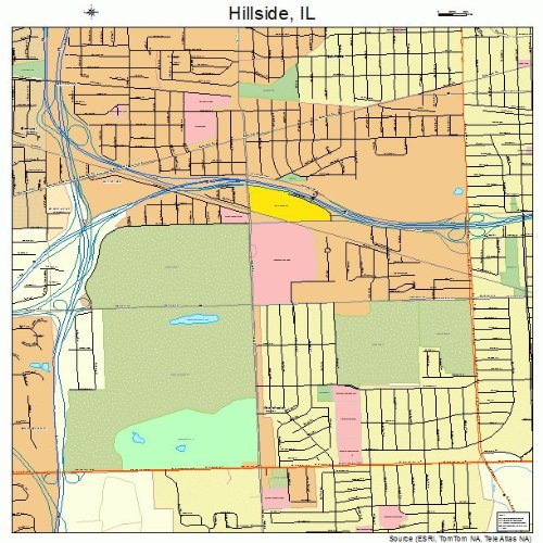 Amazon.com : Large Street & Road Map of Hillside, Illinois IL - Printed ...
