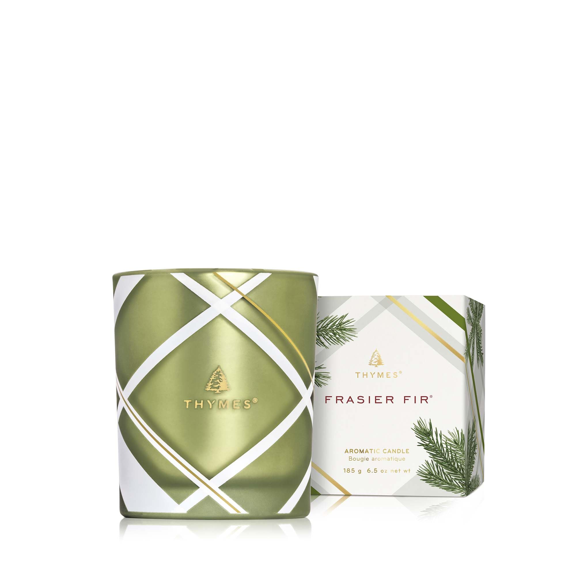 Amazon.com: Thymes Frasier Fir Candle – Frosted Plaid Jar Candles ...