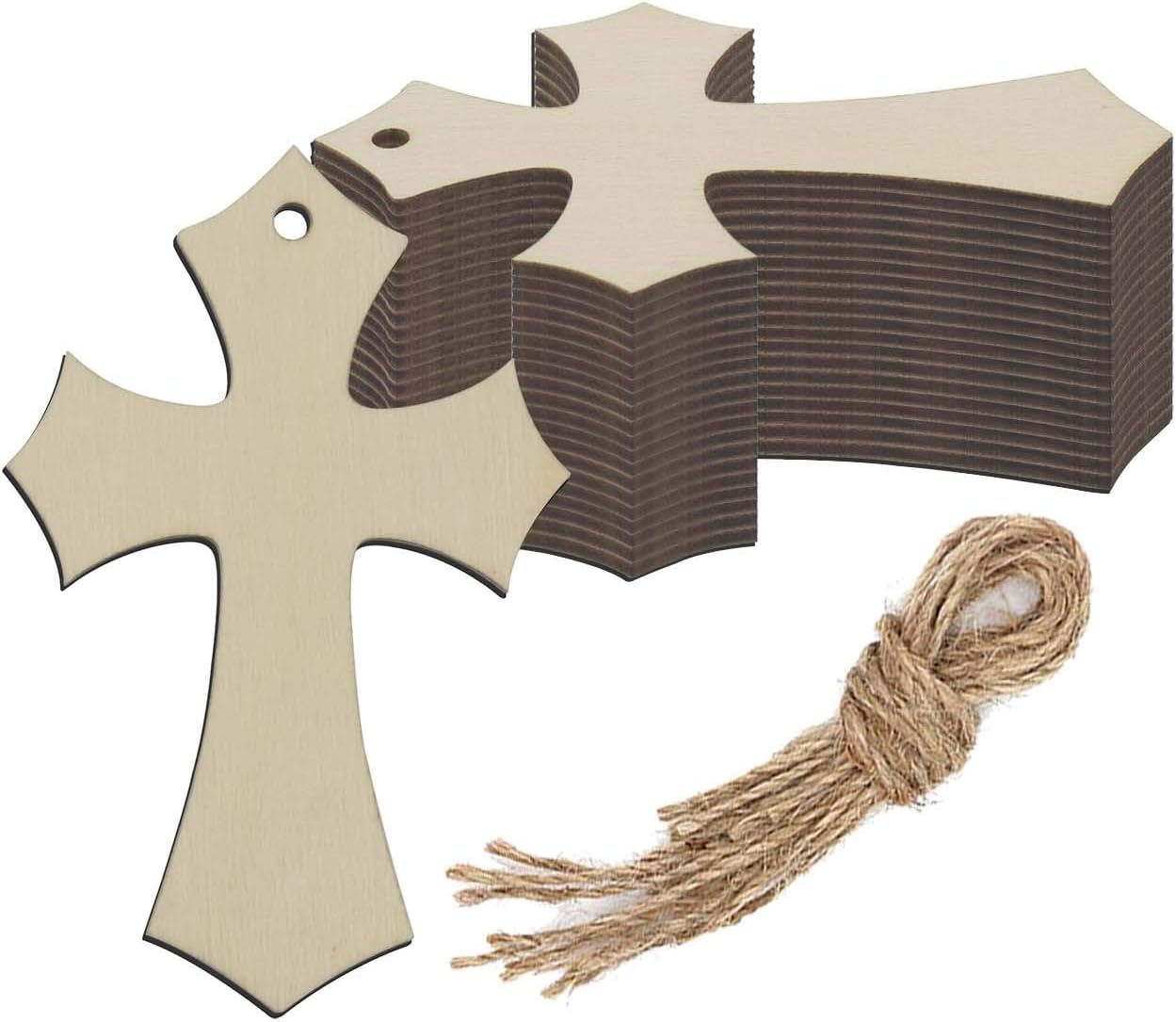 Amazon.com: 20pcs Wooden Cross Hanging Ornaments Cross Shaped Wood DIY ...