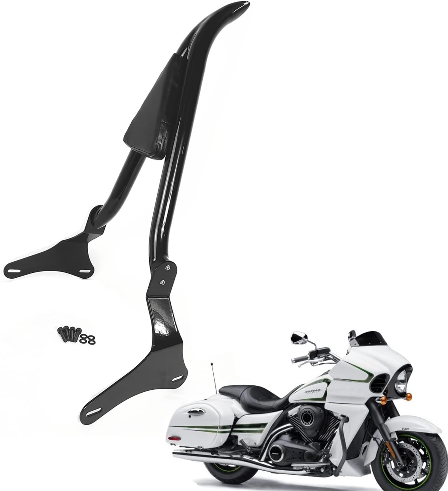 Amazon.com: Black Sissy Bar Passenger Backrest Rear Pad for Kawasaki ...