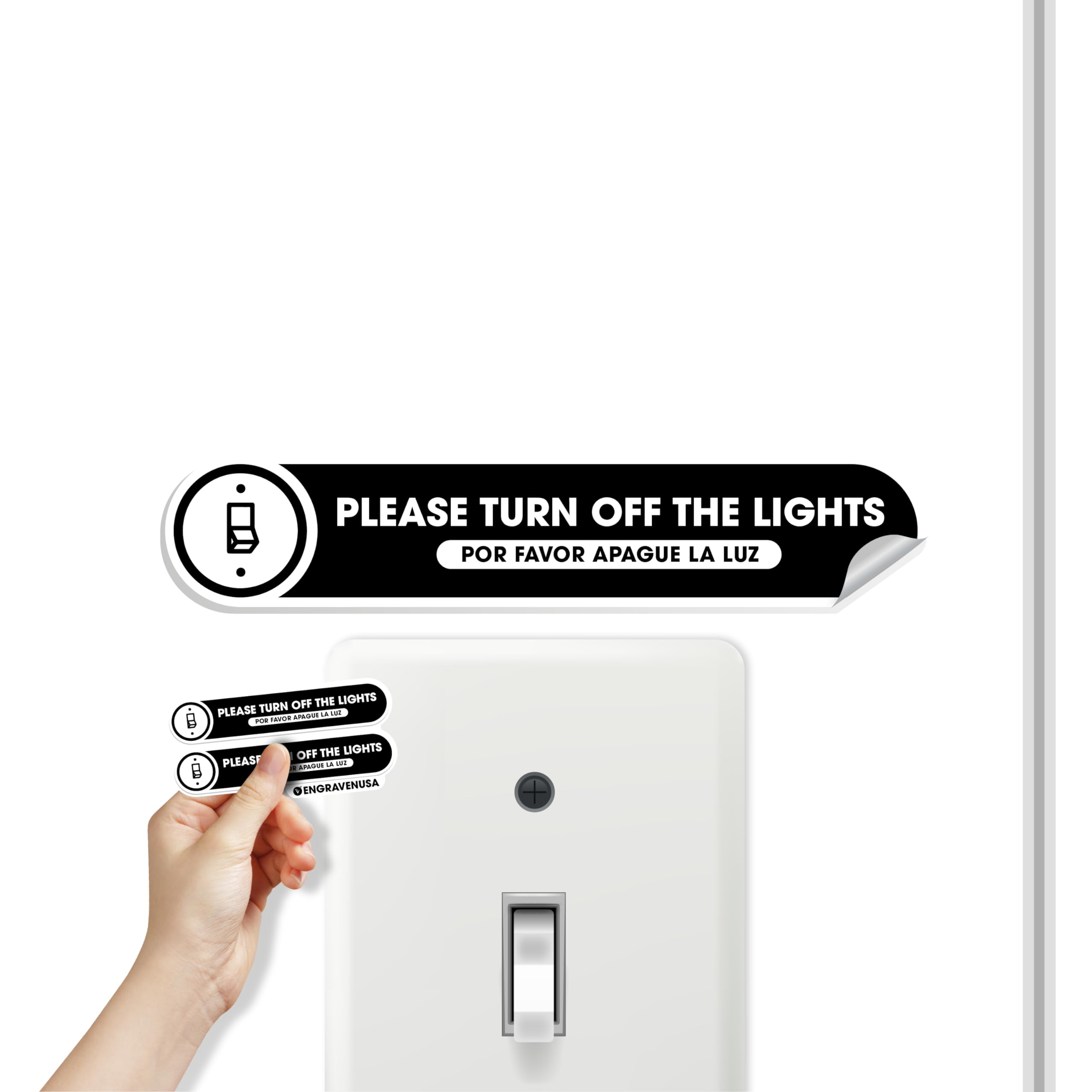 Amazon.com: Bilingual Turn Off The Lights Small Stickers | 2 Pack ...