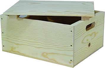 Amazon.com: Wooden Pine Box with Hand Holes and a Drop on Lid : Home ...