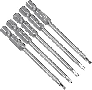 uxcell 5 Pcs T10 Magnetic Torx Screwdriver Bits, 1/4 Inch Hex Shank 3 ...