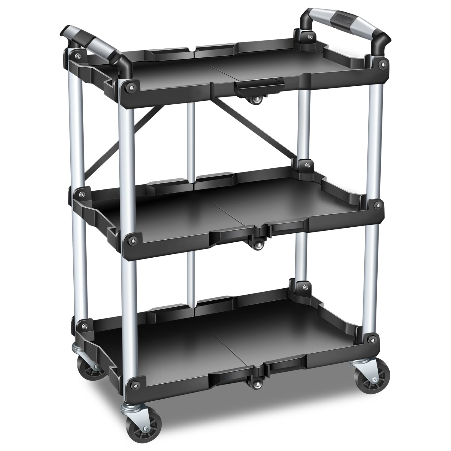 Amazon.com: Auto Dynasty 3-Tier Foldable Rolling Cart Trolley ...