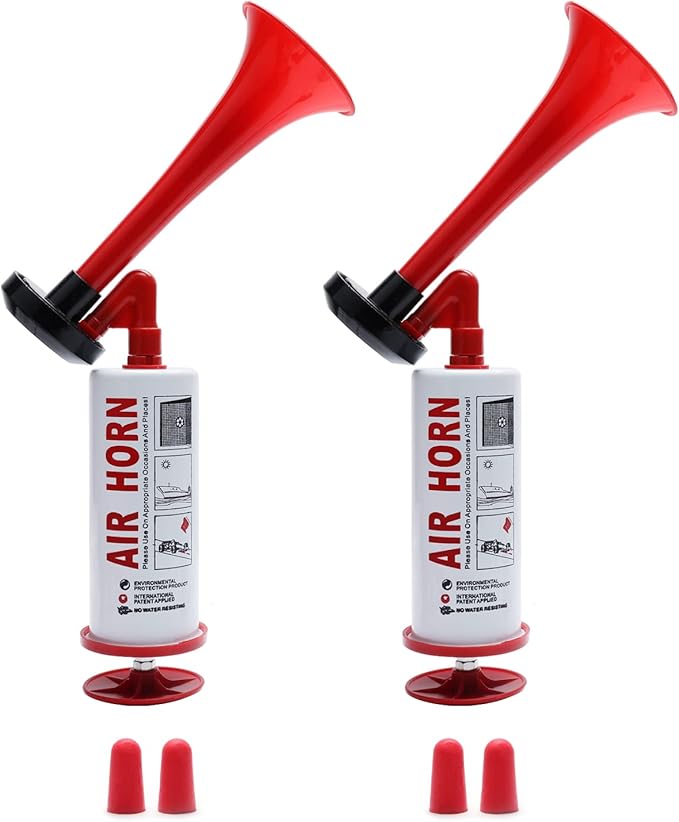 Amazon.com: Loud Handheld Air Horn,2 Air Horns with 2pcs Foam Earplugs ...