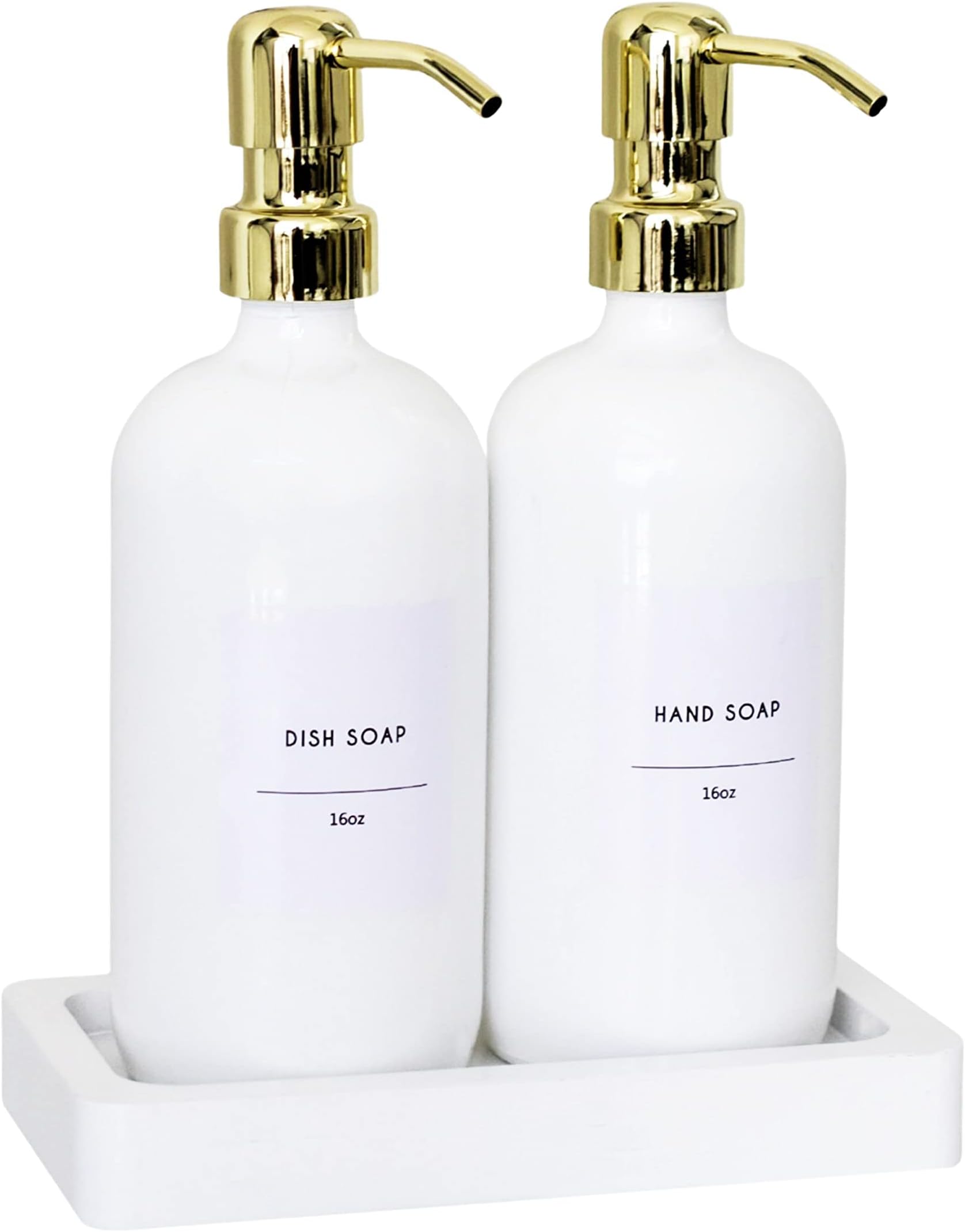 Amazon.com: Finisterra White Hand and Dish Soap Dispenser Set with Tray ...