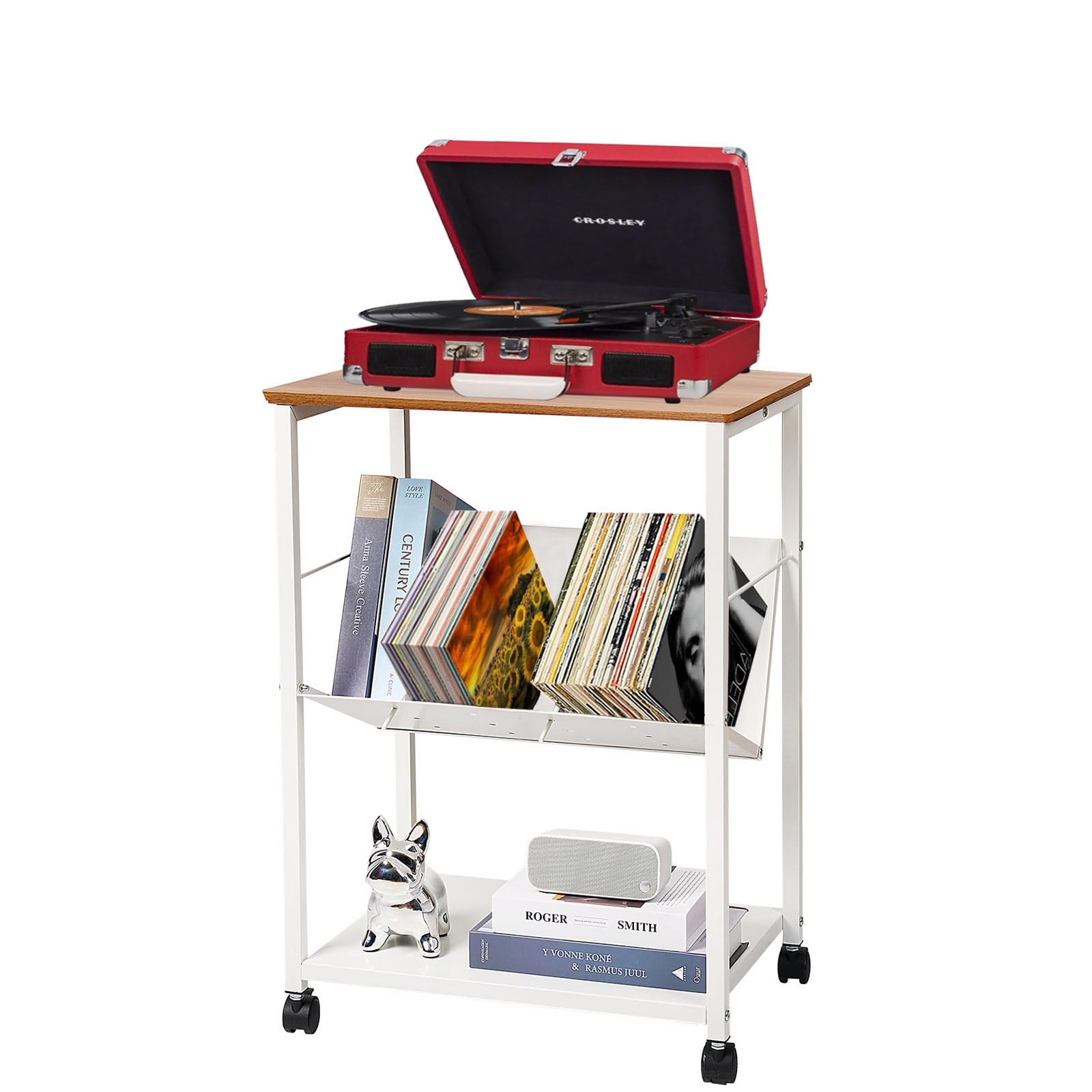 Amazon.com: Record Player Stand with Vinyl Storage, Mobile 3 Tier Side ...