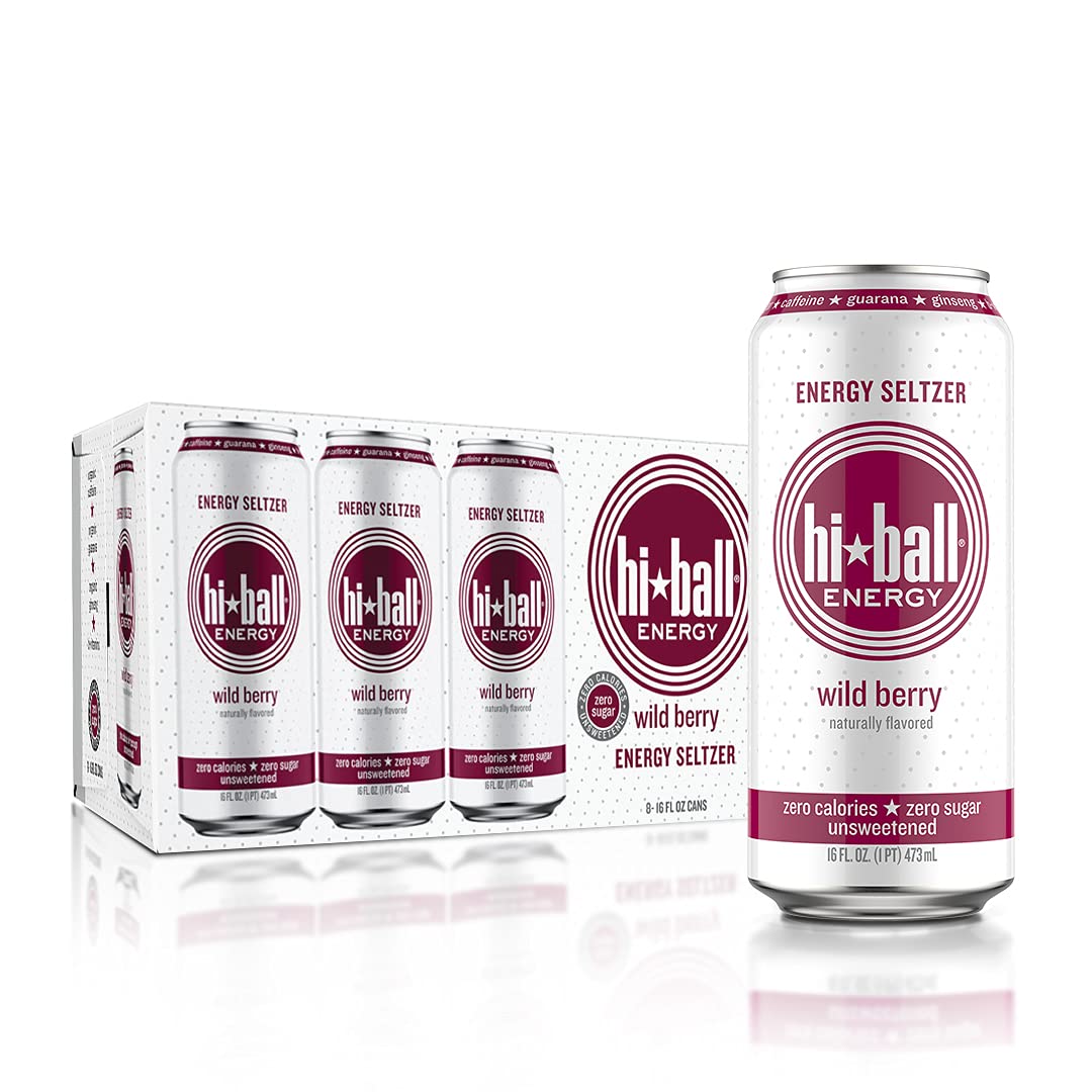 Hiball Energy Seltzer Water, Caffeinated Sparkling Water Made with Organic Caffeine, Zero ...