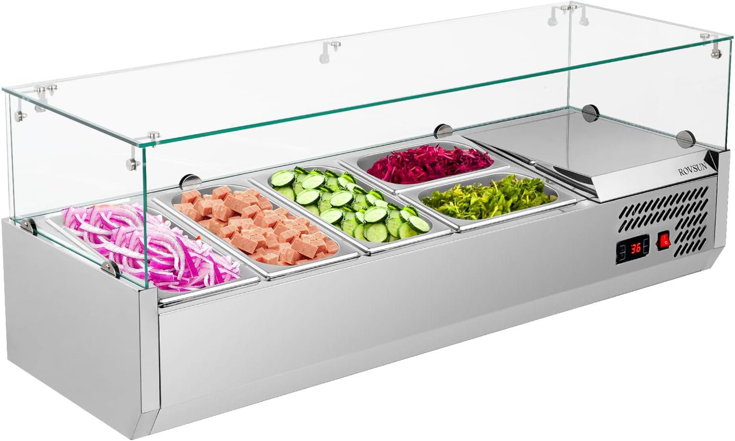 Amazon.com: ROVSUN 47" Refrigerated Condiment Prep Station Sandwich ...