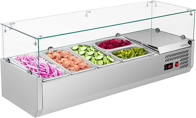 Amazon.com: ROVSUN 47" Refrigerated Condiment Prep Station Sandwich ...