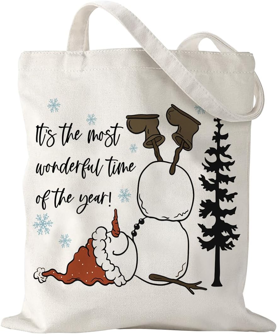 Amazon.com: Eiseniy Winter Snowman Christmas Canvas Tote Bag With ...