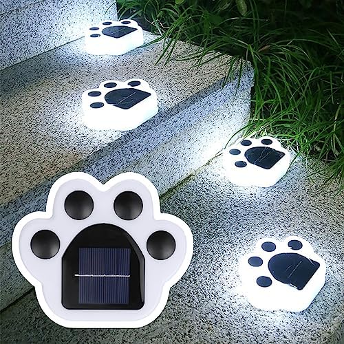4 Pack Cute Solar Paw Print Light, Waterproof Outdoor Gardent Lights ...