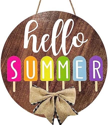 Amazon.com : Adurself Hello Summer Door Sign 12'' Summer Welcome Rustic ...