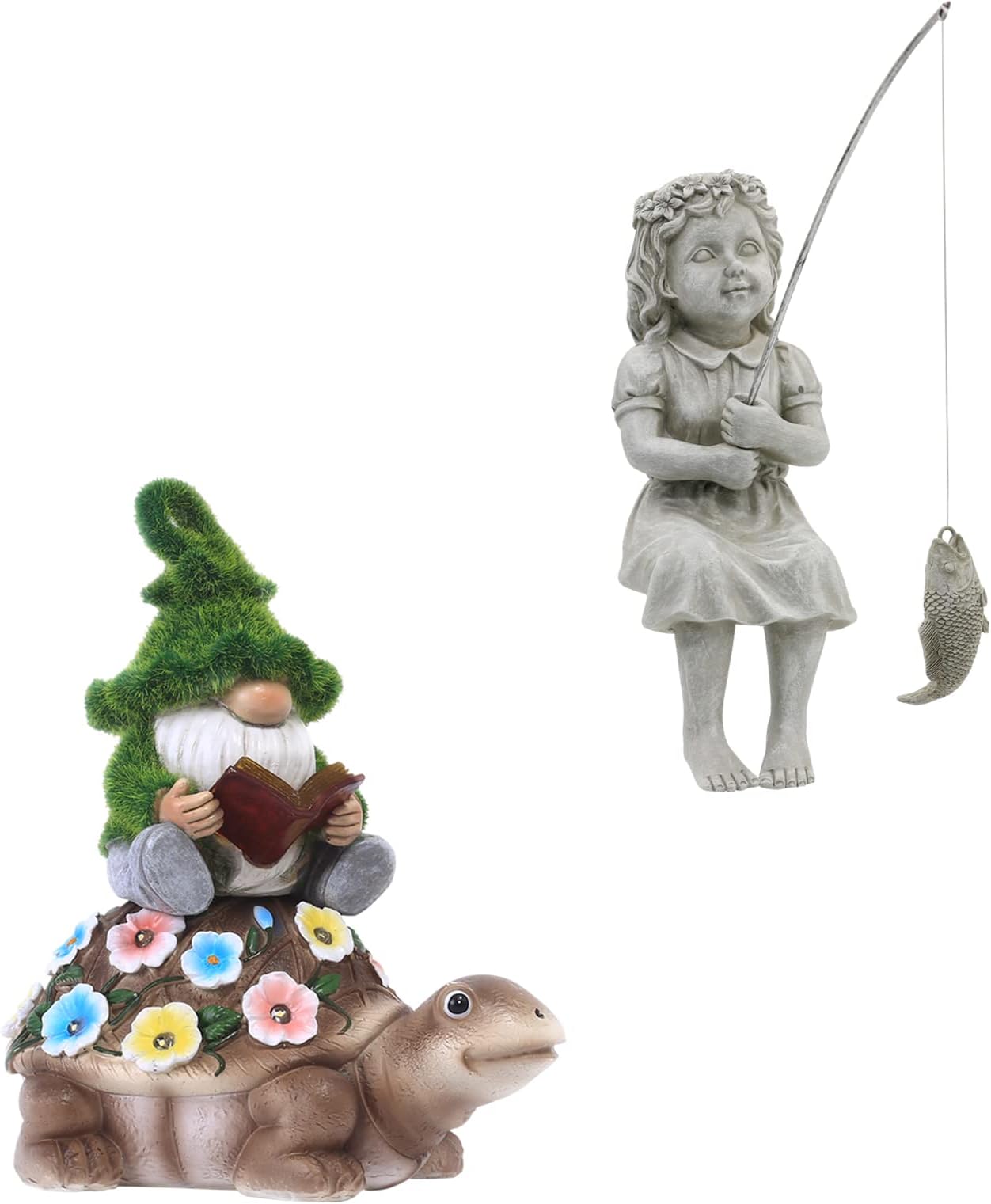 Amazon.com: Nacome A Bundle of Gnome Riding Turtle and Fisher Girl ...