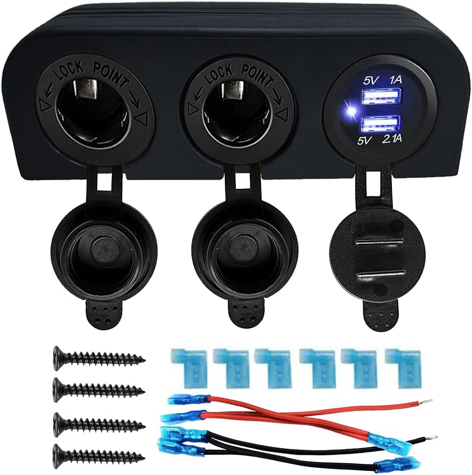 Amazon.com: AMOMD 12-24V Dual Cigarette Lighter Splitter Power Adaptor ...