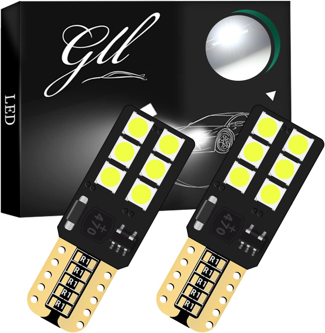GLL T10 LED Bulbs 501 LED Bulbs 3030 12SMD 460 Lumens 6500K for Car LED ...