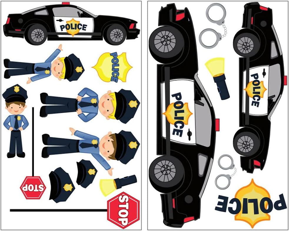 Samunshi® 17 Piece Set Police Police Car Decal Sticker 2x 16x26cm ...
