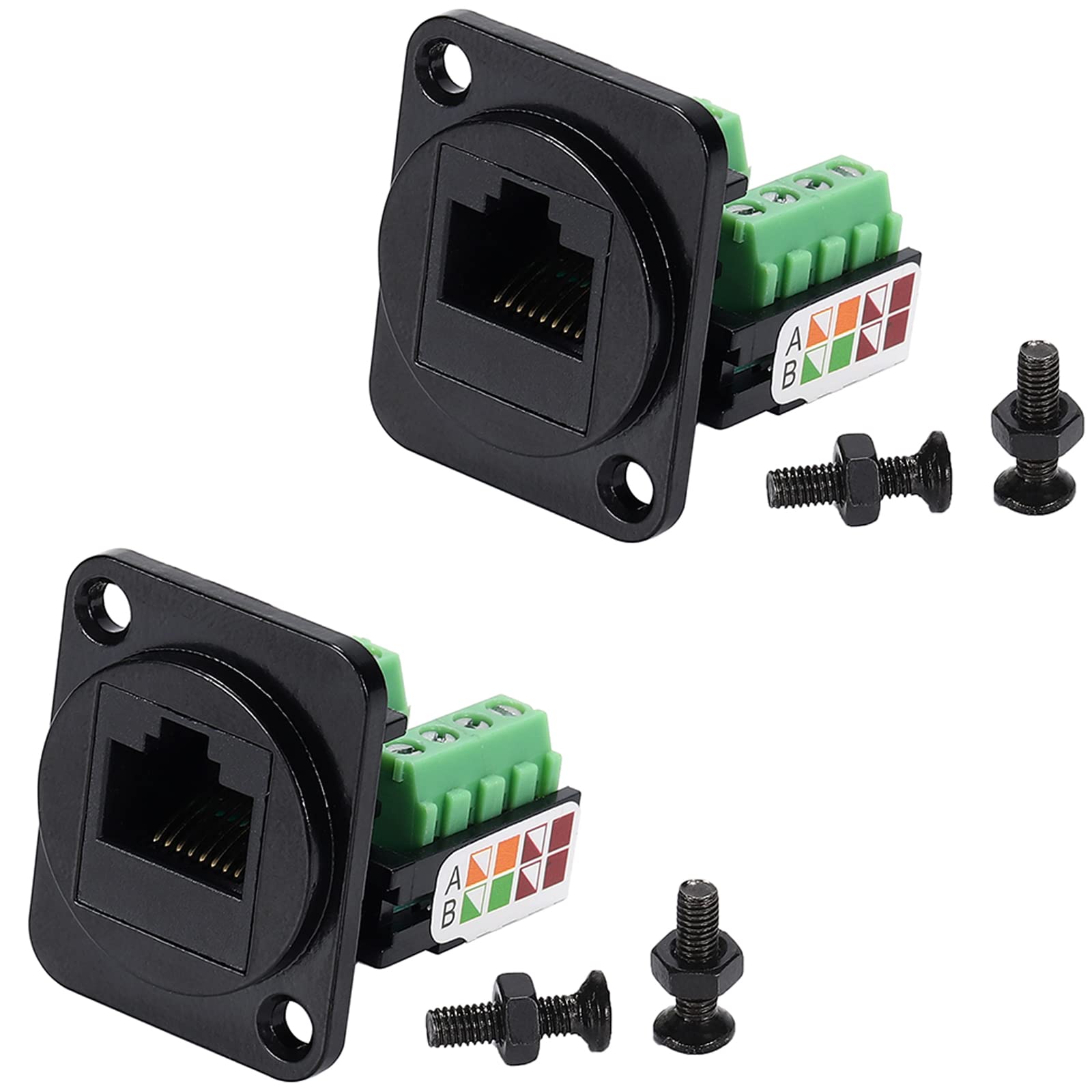 Amazon.com: Jienk 2PCS RJ45 Female Panel Mount Screw Terminal Adapter ...